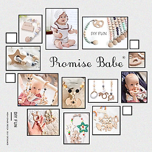 Promise Babe Wooden Baby Toys 11pc Bird Elephant Wood Montessori Toys Organic Infant Handmade Pendant Rings Set Shower GIFT