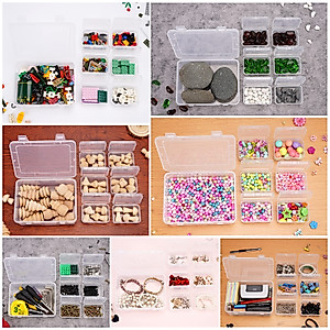 Mathtoxyz Small Bead Organizers and Storage, Clear Bead Storage Containers Rectangle Bead Holder Plastic Cases Transparent Boxes for Nail DIY Craft Making Jewelry Battery Screw