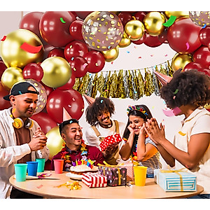 Burgundy Gold Balloons Arch Garland Kit-148Pcs Metallic Confetti Balloons for Birthdays, Anniversaries, New Years, Engagements, Weddings & Retirement Party