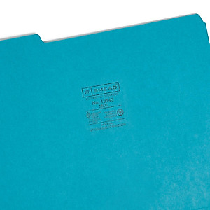 Smead Colored File Folder, 1/3-Cut Tab, Letter Size, Teal, 100 per Box (13143)