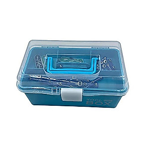 Tool Box Clear Plastic Organizer Box,Multiple Compartment and Application,Bead Letter Board Brand Fishing Tackle Storage Container Etc (213-5C-Blue)