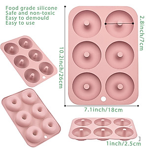 Silicone Donut Molds 2 Pack Non-Stick Silicone Donut Pan 6 Cavity Food Grade Baking Molds for Cake Donut Biscuit Bagels Muffins Blue+Pink