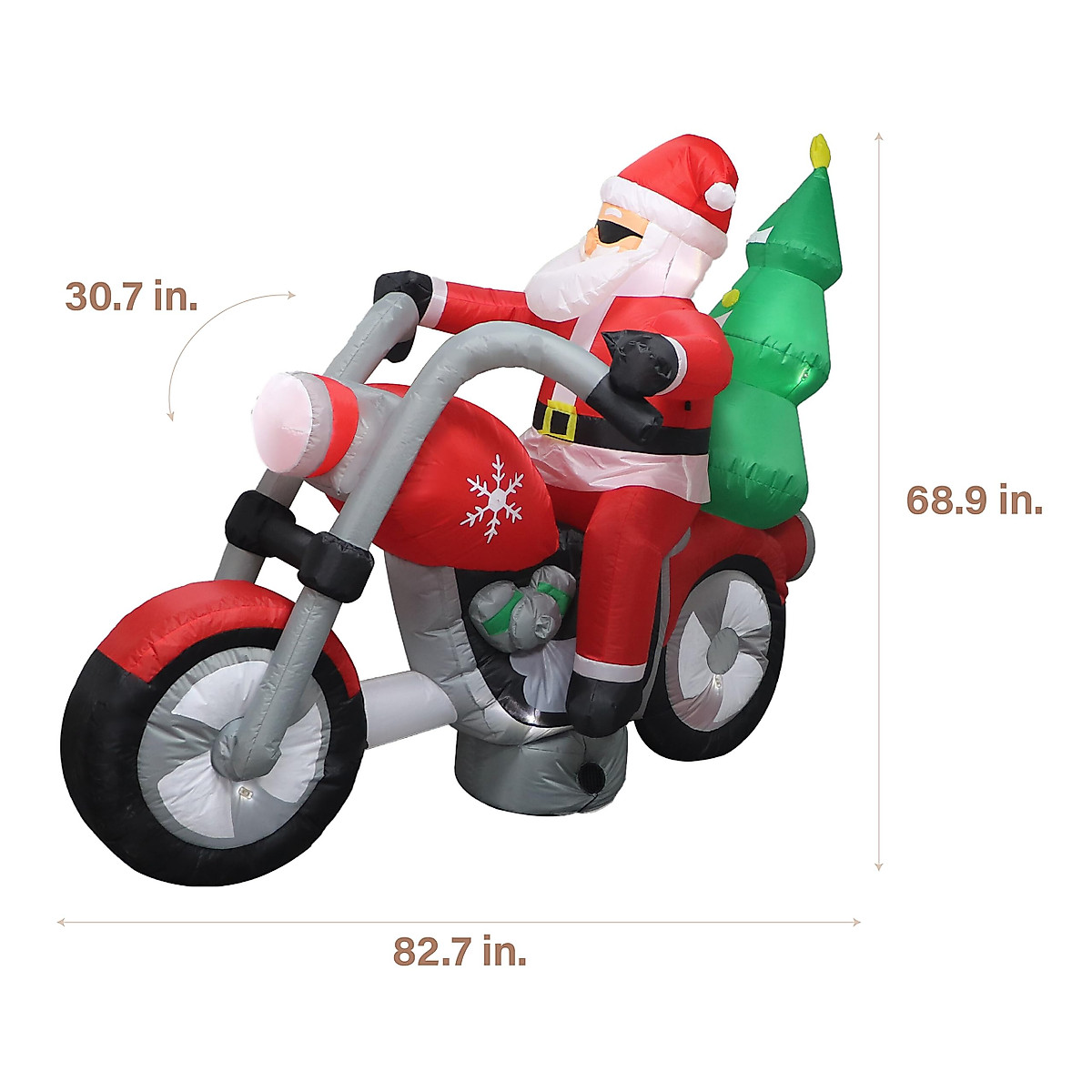 Fraser Hill Farm 7-Ft. Wide Santa on Motorcycle Blow Up Inflatable with Lights, Outdoor Christmas Inflatable Decoration for Lawn and Yard, Giant Festive Holiday Decor
