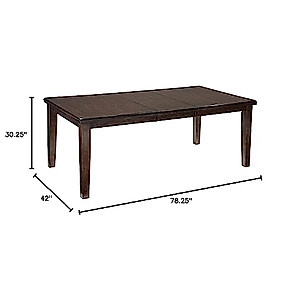 Signature Design by Ashley Haddigan Traditional Rectangular Dining Extension Table, Seats up to 8, Dark Brown