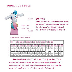Custom Japanese Anime Keycaps,Compatible with Cherry MX Switches Mechanical Keyboard Pink PBT Keycap,Computer Gaming Keyboards Cute Key Caps,Artisan ESC OEM Profile R4 Key Cap (Step On The Ball)