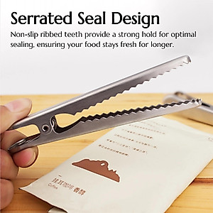 KINTEGOOD 6pcs Stainless Steel Food Clips Chip Clips Jaw Sealing Clips, Bag Clips Alligator Clips Bag Sealing Clips for Snack Bread Coffee Food Bag (6*Silver)