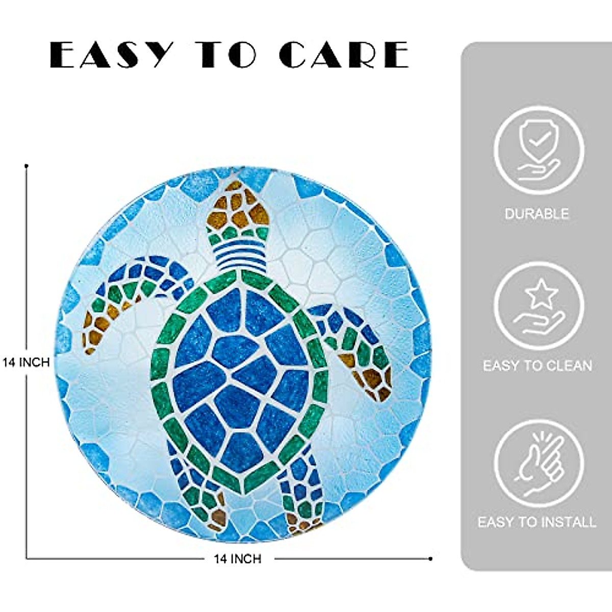 VCUTEKA Patio Side Table Outdoor Accent Table Bistro Coffee Table Plant End Table Small Porch Table Indoor Round Glass Balcony Plant Table Stands Sea Turtle