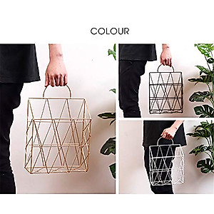 oAtm0eBcl Handheld Wall Hanging Magazines Storage Basket, Desktop Books Newspapers Storage Basket Rack Organizer Black