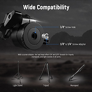 NEEWER Low Profile Camera Tripod Ball Head, 36mm Metal Panorama Ball Head Compatible with Arca 1/4” Quick Release Plate for Tripod Monopod Slider DSLR Camera Camcorder, Load Capacity: 33lb/15kg -GM36