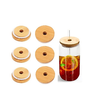 RANDY 4-Pack Beer Can Glass Cup, 16 oz Iced Coffee Drinking Cups with Bamboo Lid and Glass Straws, Glass Tumbler for Cocktail, Whiskey, Soda, Tea, Water