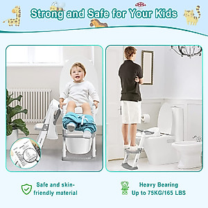 Ronipic Potty Training Toilet Seat with Anti-Slip Step Ladder, Toddler Toilet Seat Potty Training Toilet for Kids, Toddler Potty Seat for Toilet, Baby Toilet Potty Chair for Boys Girls