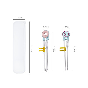 Kids Chopsticks - 2 Pairs Cute Donut Lollipop Cartoon Design Plastic Training Chopsticks for Kids Beginners, Chopstick Trainer/Helper