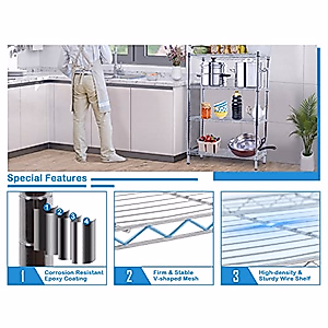 Storage Shelves, 4-Tier Heavy Duty Kitchen Shelves, NSF Certified Height Adjustable Metal Shelf Organizer for Laundry Bathroom Kitchen Office Pantry Organization 1000 LBS Capacity 36"Lx14"Wx54"H