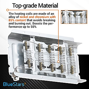 BlueStars 279838 W10724237 Dryer Heating Element 3387134 3977767 Thermostat 3392519 3977393 Thermal Fuse Kit - For Whirlpool Kenmore Roper Amana Dryers NED4655EW1 MEDX655DW1 8565582 3403585 AP3094254