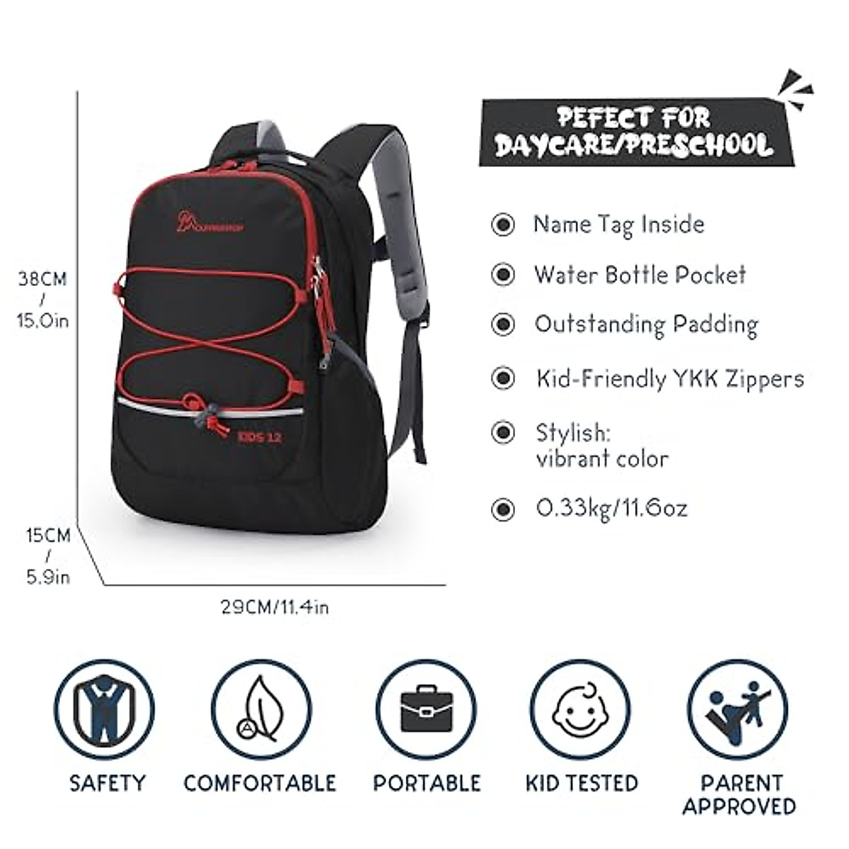 MOUNTAINTOP 10L Kids Backpack for Boys Girls Preschool Lightweight Children Daypack