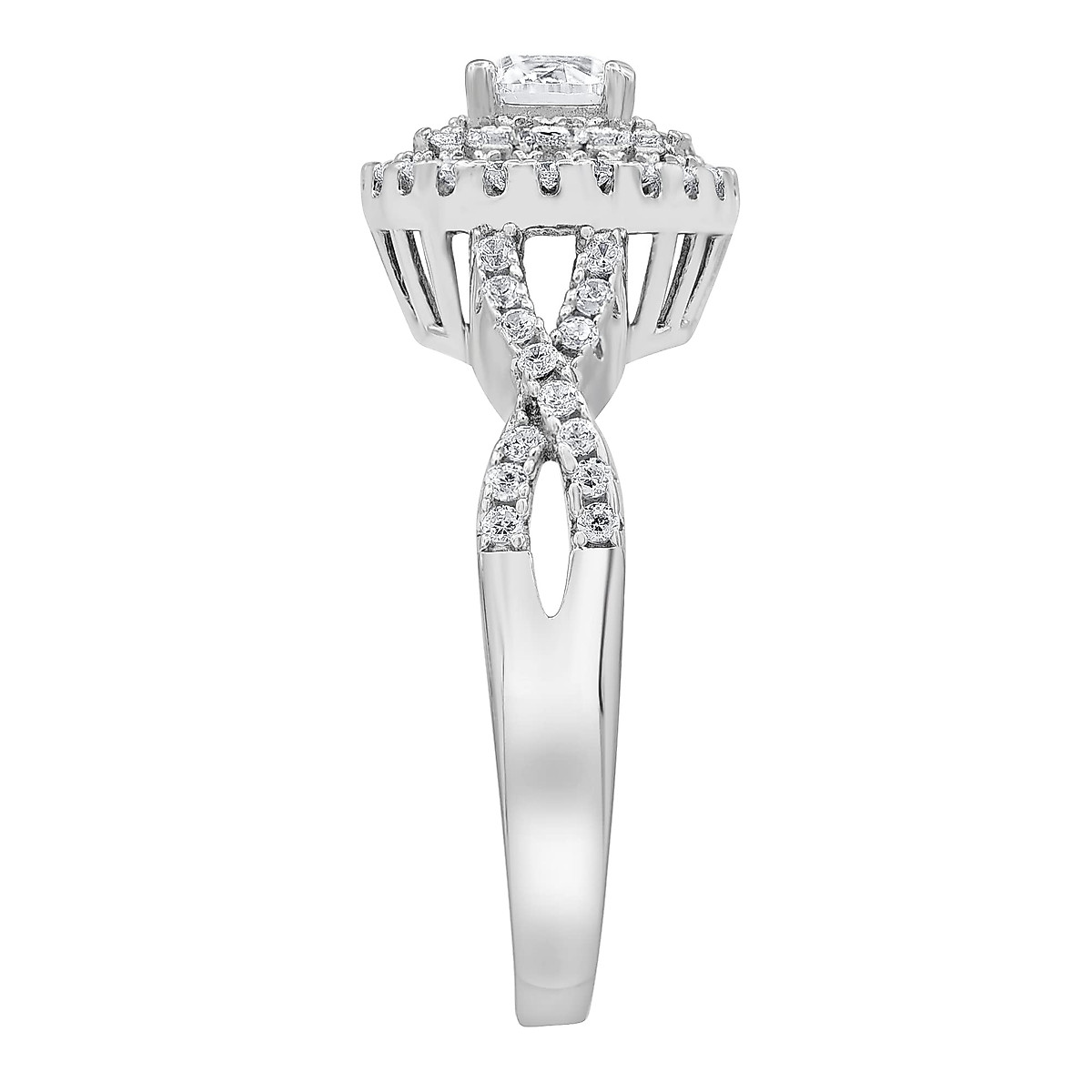 Beyond Brilliance 0.30 Carat Diamond, Sterling Silver Prong Set Round Cut Cubic Zirconia Double Halo Engagement Ring Wedding Fashion Jewelry for Women | Gift Box Included