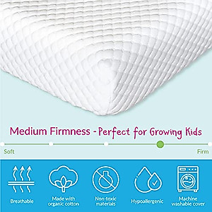 Max & Lily 5 Inch Mattress for Kids Bed/Bunk Bed/Trundle, Memory Foam Mattress in a Box, Medium Firm Support with Breathable Cooling Cover, CertiPUR-US Certified, Twin