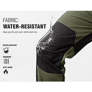 TBMPOY Men's Snow Ski Hiking Pants Waterproof Winter Fleece Lined Pants Camping Skiing Ice Fishing Pants with Belt 02 Thick Green XL