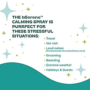 bSerene Pheromone + Catnip Calming Solution for Cats 60ml Spray Works Fast to Help Reduce Hiding, Scratching, Fighting, Marking, Stress, Anxiety at-Home or Travel Vet, Thunder, Fireworks (440223)