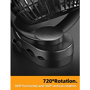 VANPRT 6'' Portable Hanging RV Tent fan with Remote Control,10000mAh Battery Camping Fan with LED light and Timer, 40 Hours Working Time Rechargeable Clip Fan, as Emergency Power - Pink