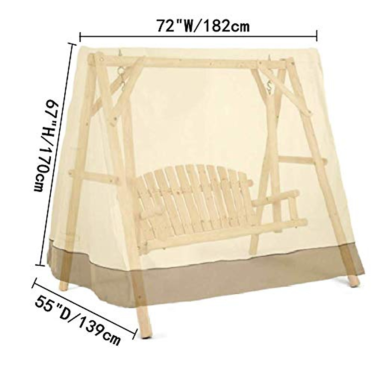 Outdoor Swing Cover A Frame 420D Waterproof Porch Swing Cover UV Resistant Weather Protector Patio Furniture Cover for Outdoor Furniture 72x67x55 Inch