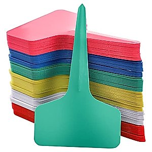Foraineam 600 Pieces T-Type Plant Labels, 6 Colors Plastic Waterproof Plant Tags, Nursery Garden Labels Planting Seedling Stake Tags