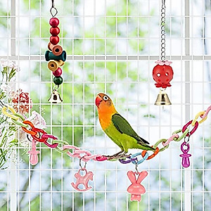 Bird Parakeet Toys,12 Pack Hanging Bell Pet Bird Cage Hammock Swing Toy Hanging Toy for Small Parakeets,Conure, Cockatiel, Mynah, Love Birds, Finches