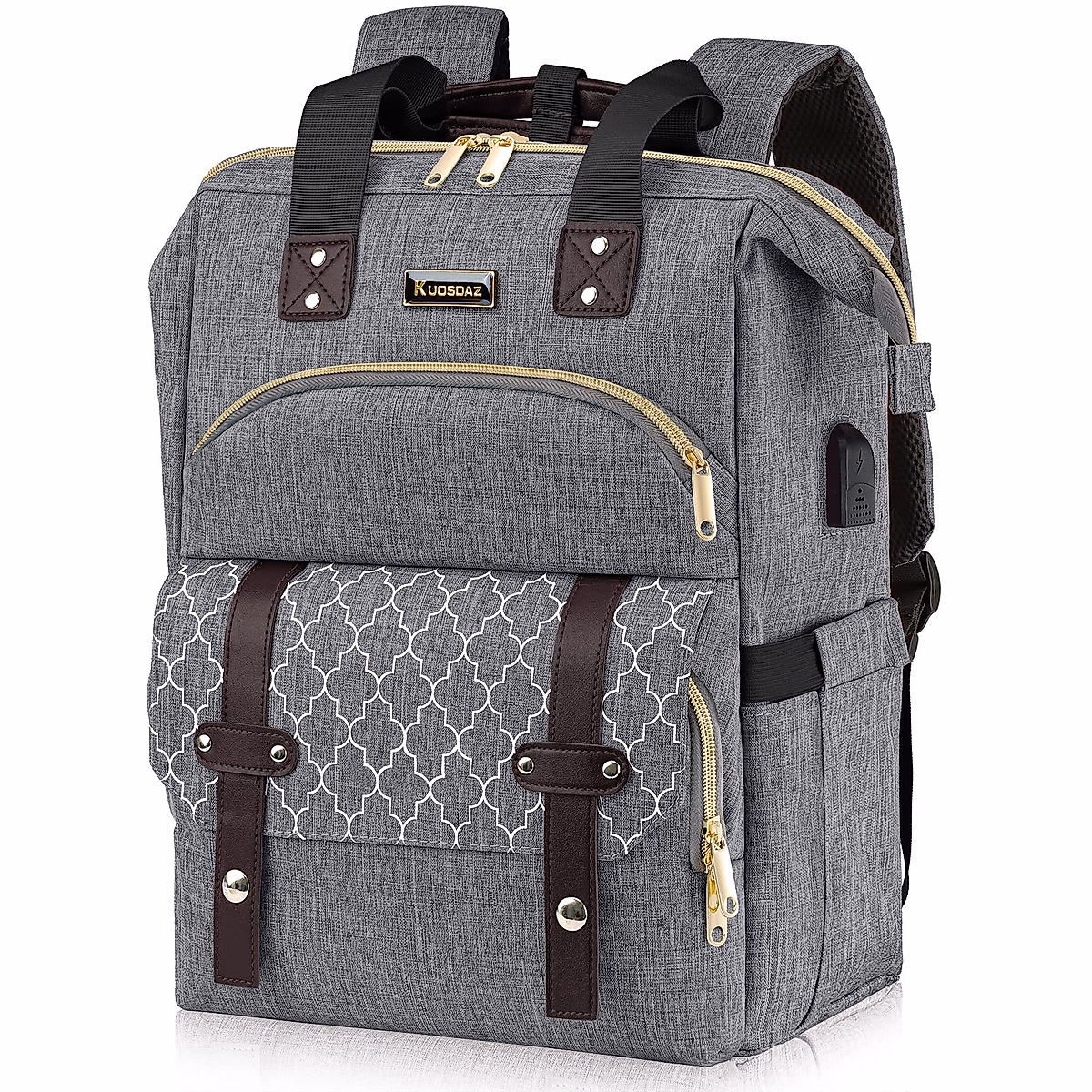 Travel Backpack for Women, Large Wide Open Womens Backpack for Work, Water Resistant Collage School Backpack with USB Port, 15.6 Inch Bookbag Computer Bag for Doctor Teacher Student Nurse, Grey