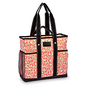 DEMOMENT Water Resistance Canvas Tote Shopping Bag,Utility Teacher Nurse Organizer Handbag Bag (Pink Leopard)