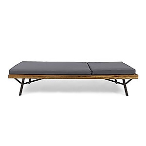 Christopher Knight Home Lilith Outdoor Chaise Lounge, Teak Finish + Rustic Metal + Dark Gray