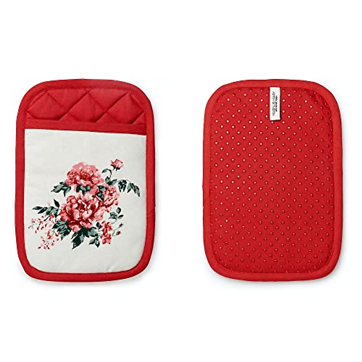 Perfect Present For Mothers, Ideal Mothers Kitchen Linen Set. Set Include Greeting Card, Bib Apron, Oven Mitt, Pot Holder, Kitchen Towel. Beautiful Flower Design, 100 Percent Cotton.