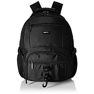Amazon Basics Multi-Compartment Backpack with Top Handle and Padded Shoulder Straps, Fits up to 15-Inch Laptop - Black
