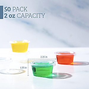 Galashield [50 Sets - 2 oz.] Jello Shot Cups Condiment Containers with Lids | Sauce Cups, Portion Cups, Dressing Container | Small Plastic Containers with Lids