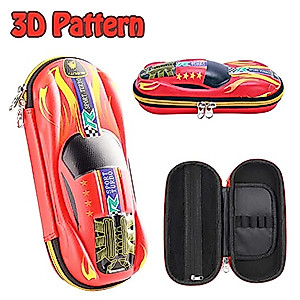 Lrrtwer Pencil Case Car Supercar Pen Case Organizer Stationery for Kids Boys Girls Student Cartoon Pencil Box 3D EVA Large Capacity (Blue01)
