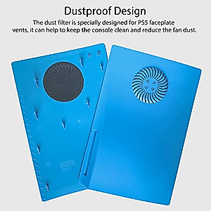 PS5 Faceplate with Cooling Vents and Dust Filter for Disc Edition DOBEWINGDELOU PS5 Face Plate Console Cover Replacement Side Plate Shell Dustproof Accessories ABS Case Blue