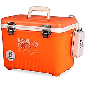 Engel ENGLBC13-N-OHV 13qt Live Bait Cooler with 2nd Generation 2X2 Portable Aerator Pump Orange