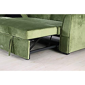 Legend Furniture Velvet Chaise Storage Reversible Sofa Bed Sleeper Sectional, Green