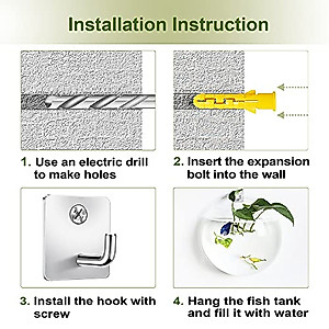 Noodoky Betta Fish Tank Bowl 11.8in, Wall Mounted Beta Fish Small Aquarium, Hanging Plastic Wall Decor for Plant Fish Ecosphere(1 Gallon)