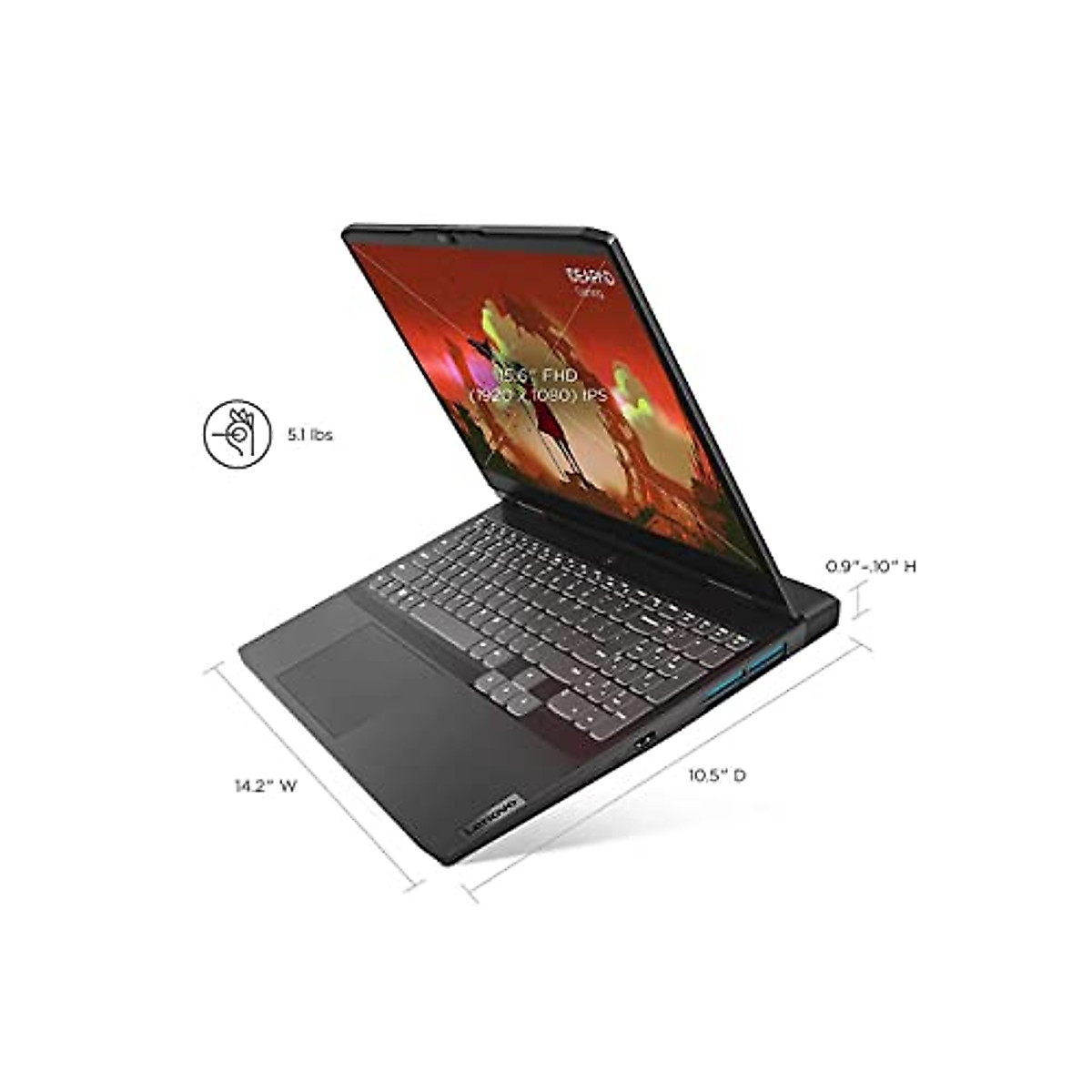 Lenovo IdeaPad Gaming 3 Laptop RTX 3050 NVIDIA| 15.6" FHD Display 120Hz| AMD Ryzen 5 6600H| Windows 11| Wi-Fi 6| Backlit Keyboard| USB C| Webcam| HDMI Cable| Gaming PC (32GB DDR5 RAM |1TB PCIe SSD)