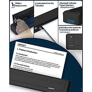 HPRT MT800 Thermal Transfer Portable Printer Support 8.5" X 11" US Letter & A4 Paper Bluetooth Wireless Travel Printer Compatible with Android and iOS,Suitable for On The Go