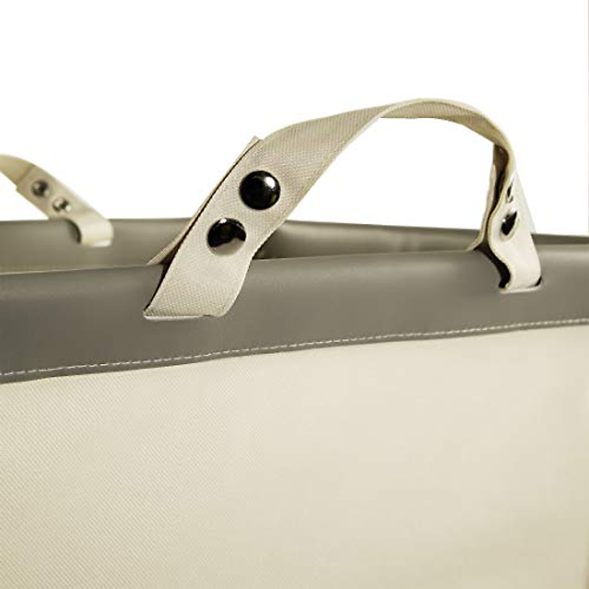 Seville Classics Large Commercial Heavy Duty Rolling Steel Frame Laundry Hamper Canvas Cart Bin, w/ Wheels for Hotel, Home, Closet, Bedroom (PATENTED), Cream, 18.1" D x 18.1" W