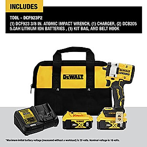 DEWALT DCF923P2 ATOMIC 20V MAX* 3/8 in. Cordless Impact Wrench with Hog Ring Anvil Kit