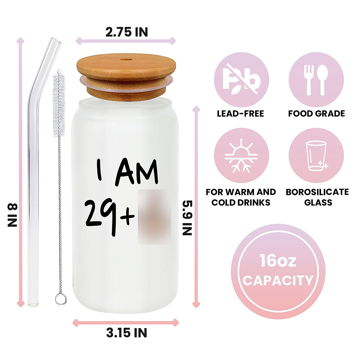 30th Birthday Gifts for Her - Happy 30th Birthday Decorations for Women Presents - Funny 30 Birthday Gifts for Women - 1993 30 Year Old Birthday Gifts for Wife, Friend, Coworker, Sister - Can Glass