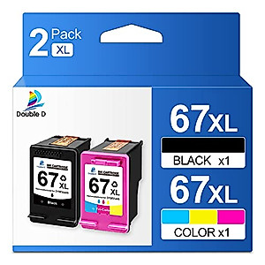DOUBLE D Remanufactured Ink Cartridge Replacement for HP 67 67XL for Envy 6000 6055 6055e 6455e 6458 6475 DeskJet 2700 2732 2755 2755e 4100 4152e 4155 4155e 4158 Printer (1 Black 1 Tri-Color)