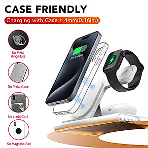 3 in 1 Foldable Charging Station for Apple Products,Fast Wireless Charger Travel Dock Adapter&Light for iPhone 15/14/13/12/11/X/XS/XR 8,iWatch Ultra2/9/Ultra/8/7/6/SE/5/4/3,Air Pods 3/2/Pro/2 (White)