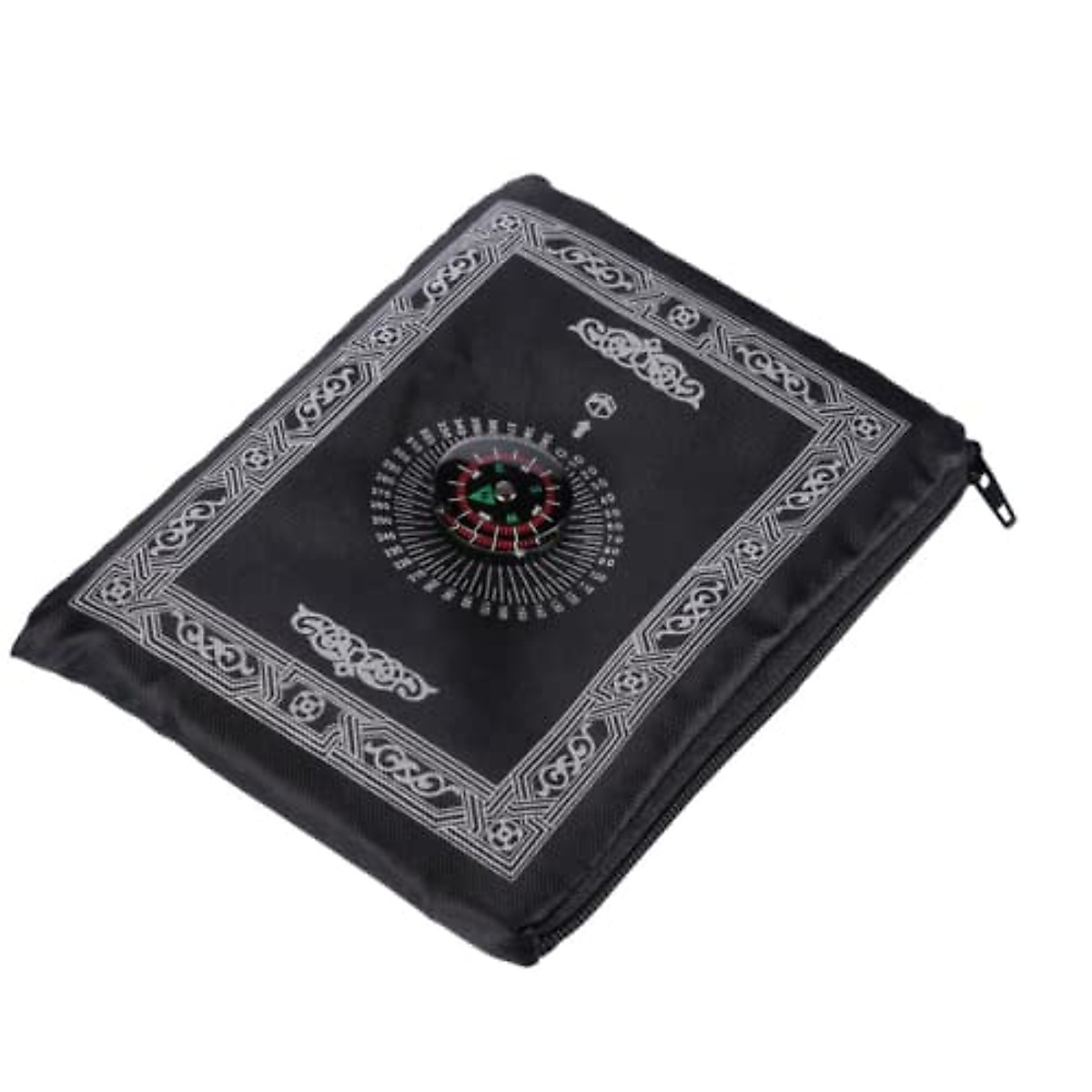 AONUOWE MuslimTravel Prayer Rug with Compass,Pocket Size Praying Mat Best Islamic Gift for Muslim (Black)
