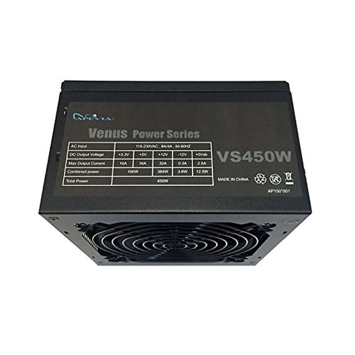 APEVIA ATX-VS450W-10 Venus 450W ATX Power Supply with Auto-Thermally Controlled 120mm Fan, 115/230V Switch, All Protections (10-pk)