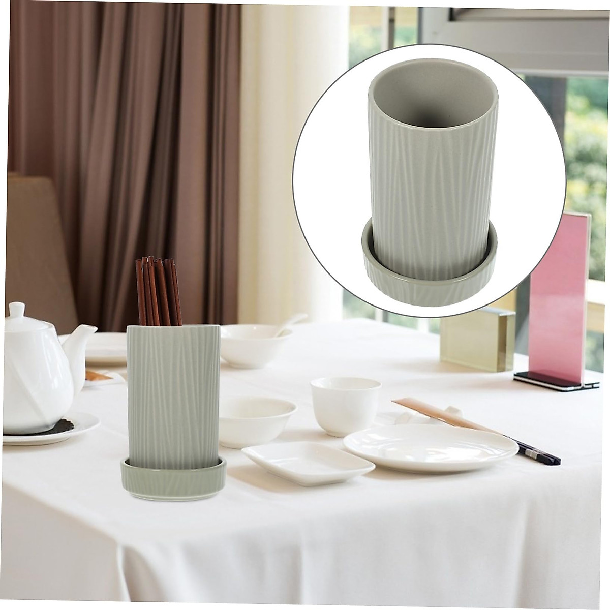 RORPOIR Ceramic Drainer Cutlery Pan Ceramics Household