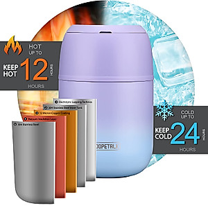 17 oz Insulated Lunch Containers Hot Food Jar, Wide Mouth Lunch Thermo for Hot Food Kids Adults, Vacuum Stainless Steel Thermo Lunch Box With Handle Folding Spoon for School, Office(Purple blue)