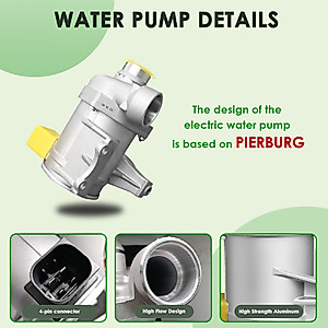 PUAMRPTS Electric Engine Water Pump compatible with Volvo S60/V60/XC60 2014-2024, XC90 2016-2024, S80 S90 V90 XC40 XC70, 2.0l 4 cylinder Turbo, Replaces #OE 31368715